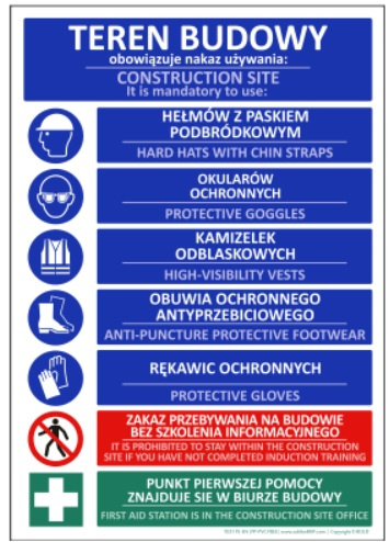 Tablice Budowlane BHP z Polipropylenu | Dobre Ceny | Sklep BHP i PPOŻ ...